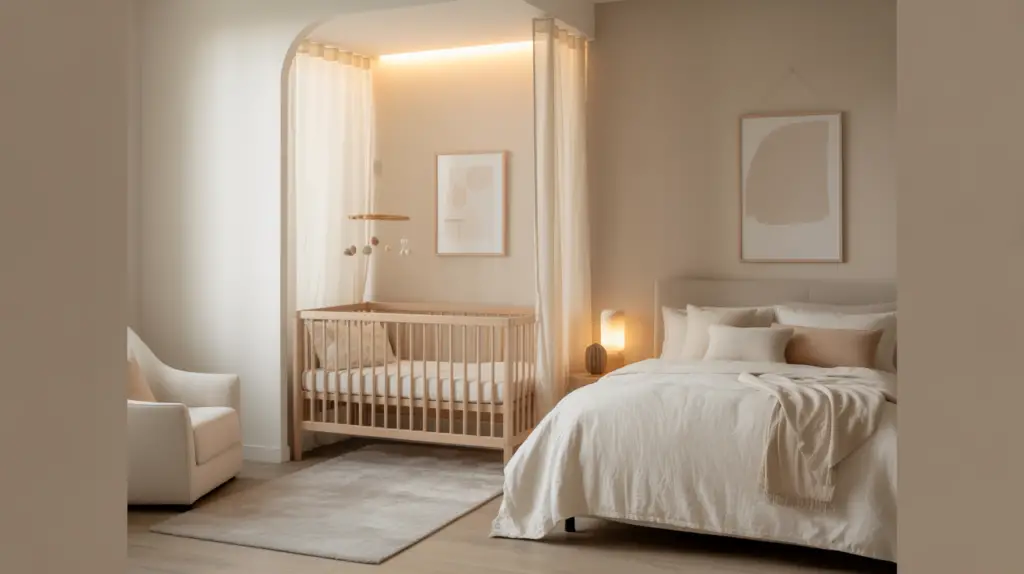 Baby Nursery Corner in Parents Room Layout Inspiration: Smart, Stylish ...
