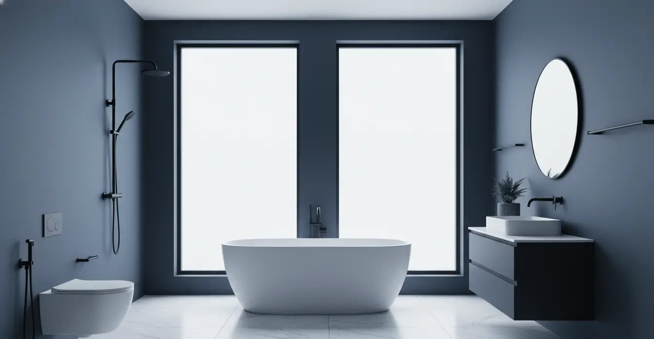 Modern Moody Blue Bathroom Design Inspiration: Elegant Ideas for a Bold ...